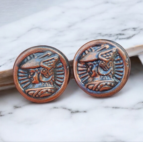 Vintage | Jewelry | Vintage Copper Spartan Coin Earrings | Poshmark